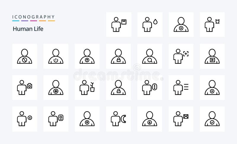 25 Human Line icon pack stock vector. Illustration of video - 264563717
