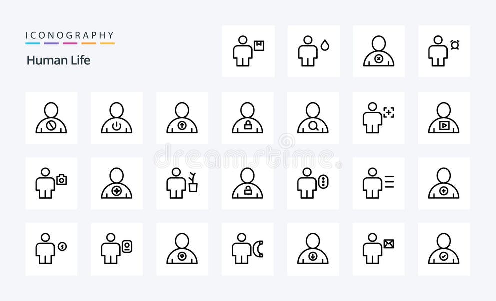 25 Human Line icon pack stock vector. Illustration of video - 264563717