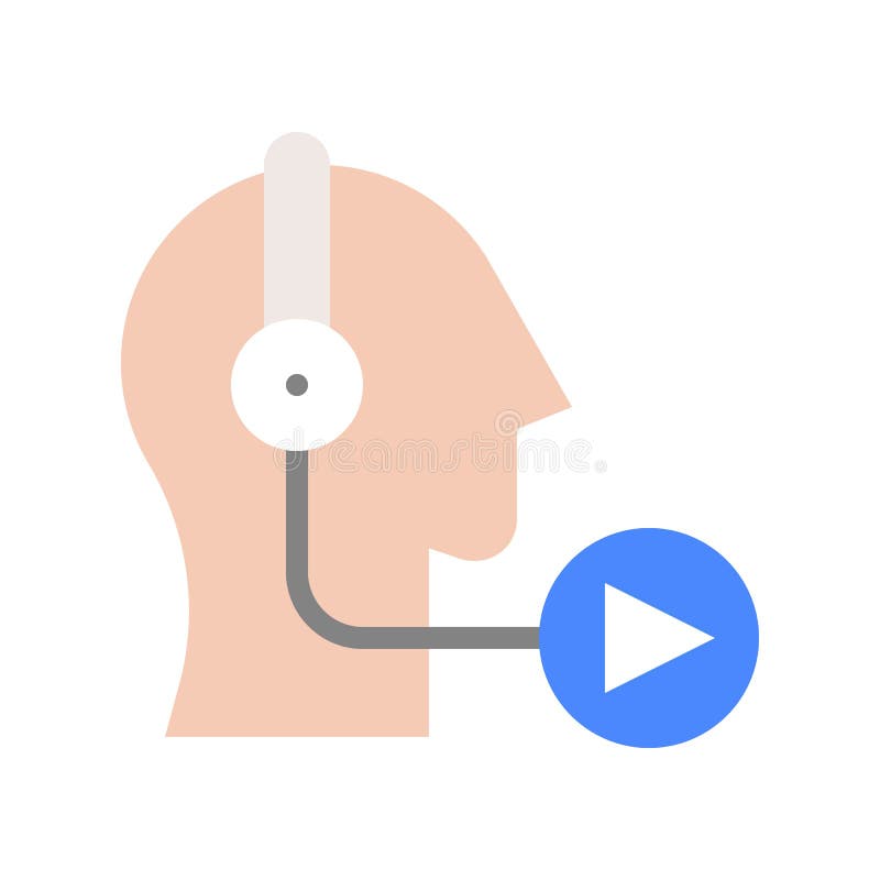 Human Listening Video or Podcast with Headphone Icon Stock Vector ...