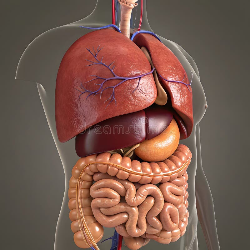 The Human Liver Created by AI in 3D Stock Illustration - Illustration ...