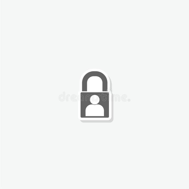 Human Lock Security Icon Sticker Isolated on Gray Background Stock ...
