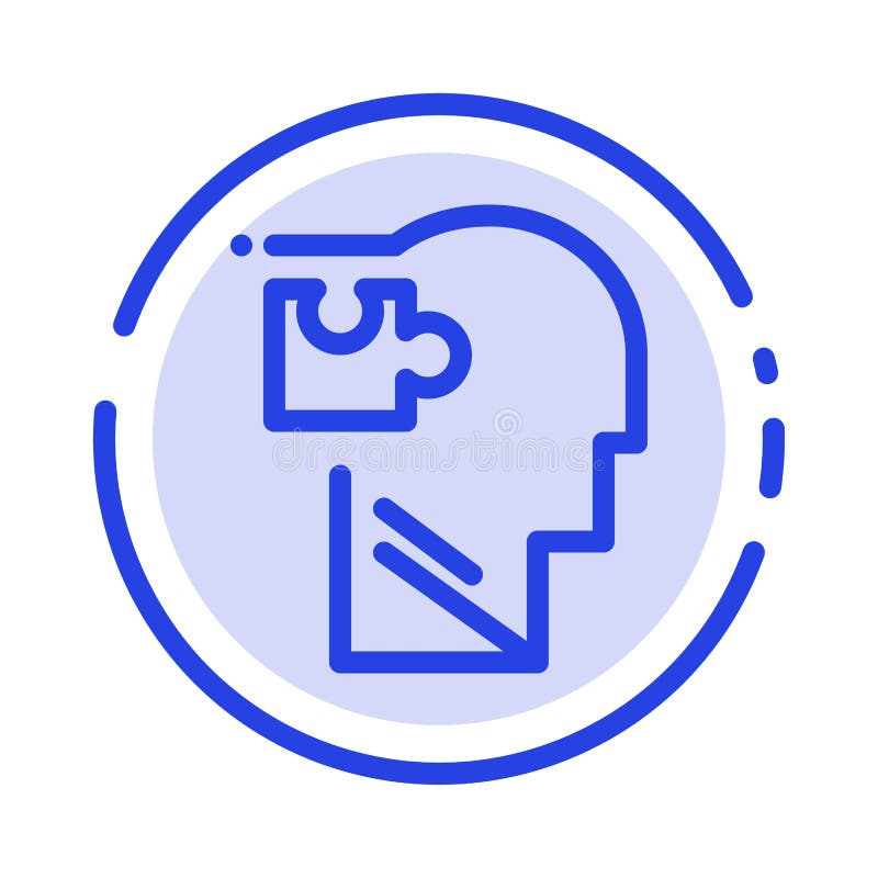Human, Logical, Mind, Puzzle, Solution Blue Dotted Line Line Icon Stock ...