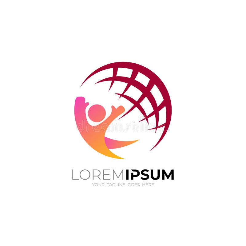 Human Logo and Globe Design Combination, Circle Logos Stock Vector ...