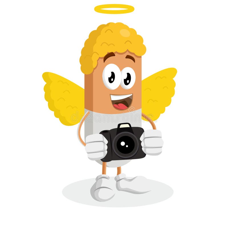Angel Logo Mascot With Camera Pose Stock Vector - Illustration of child ...