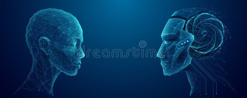 Human Looks on Humanoid Robot Face. AI Innovation Concept Stock Vector ...