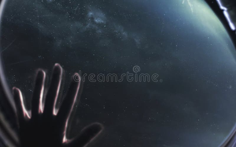 Human Looks Out the Window of a Spaceship into Space. 5K Realistic ...