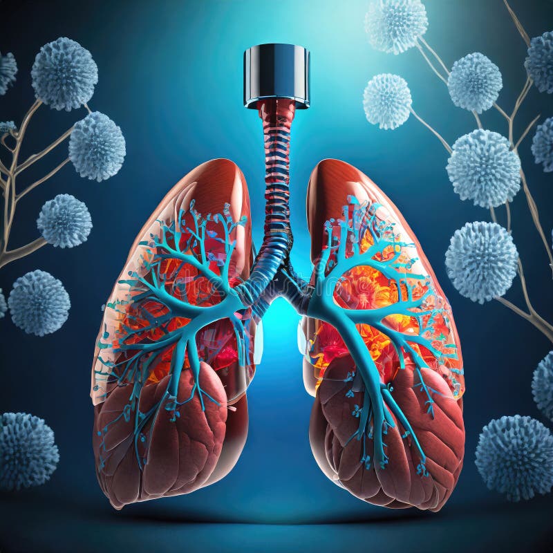 Human Lungs Anatomy 3D Render Camera Shot Stock Illustration ...