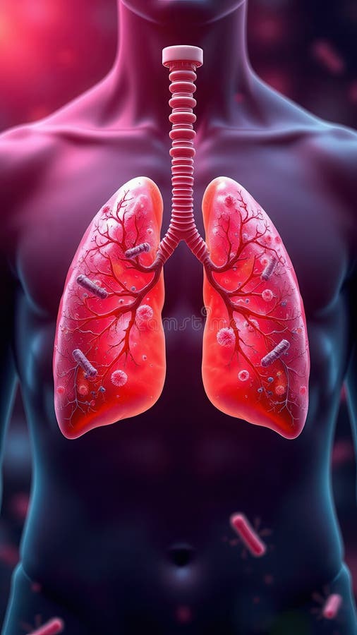 Human Lungs with Bacteria Infection Under Microscope View in Scientific ...