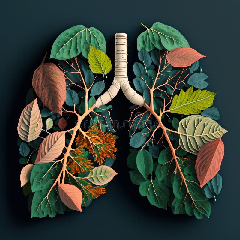 Human Lungs Consisting of Tree Branches Leaves and Flowers. Generative ...