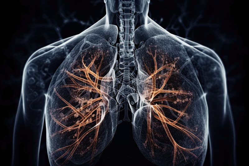 Human Lungs on Dark Background, Internal Organ for Breathing.Generative ...