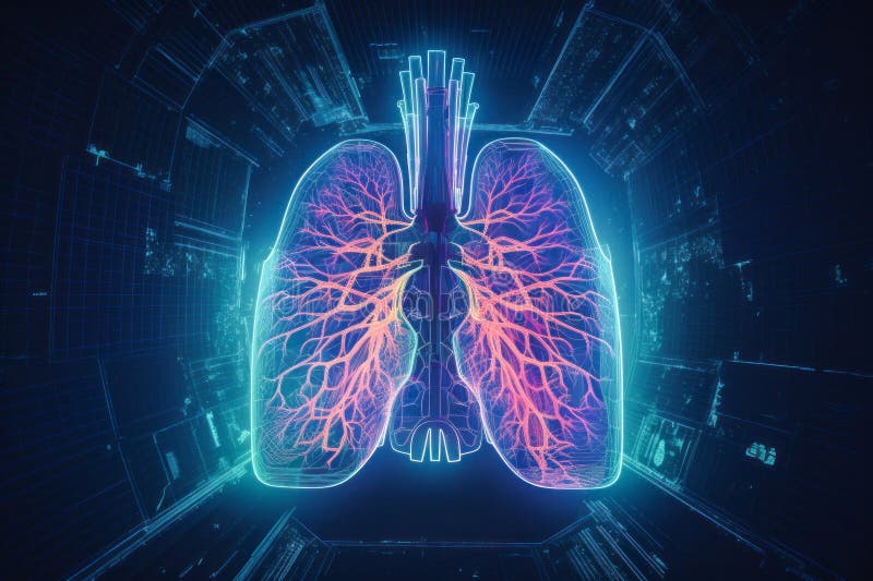 Human Lungs. Digital Cyberspace with Futuristic Security Technology ...