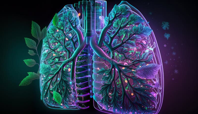 Human Lungs. Digital Cyberspace with Futuristic Security Technology ...