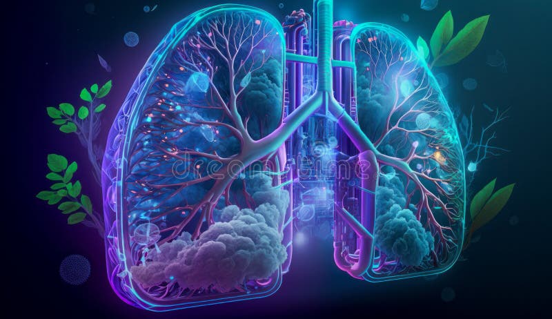 Human Lungs. Digital Cyberspace with Futuristic Security Technology ...