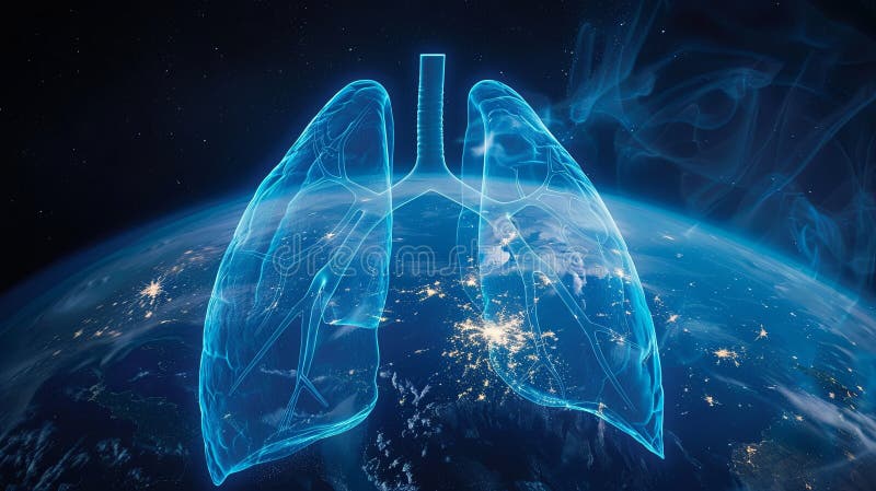 Human Lungs Encircling Earth in a Digital Representation Stock ...