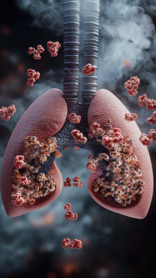 Human Lungs with Harmful Bacteria Spores in Respiratory System ...