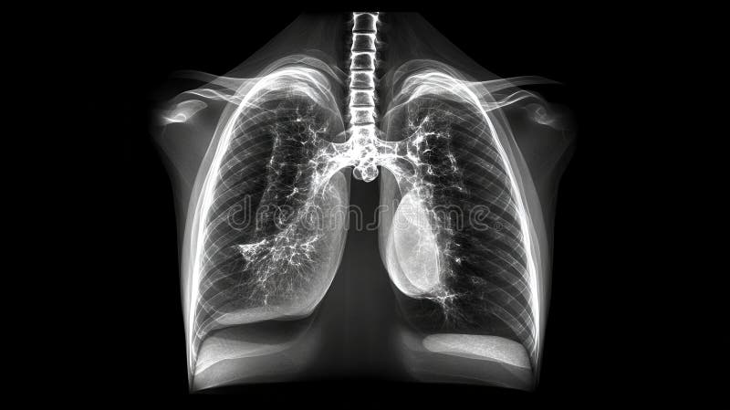 Human Lungs X-ray Image with White Highlights for Medical Diagnostic ...