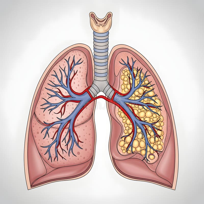 Human Lungs and Respiratory System Illustration Highlighting Internal ...