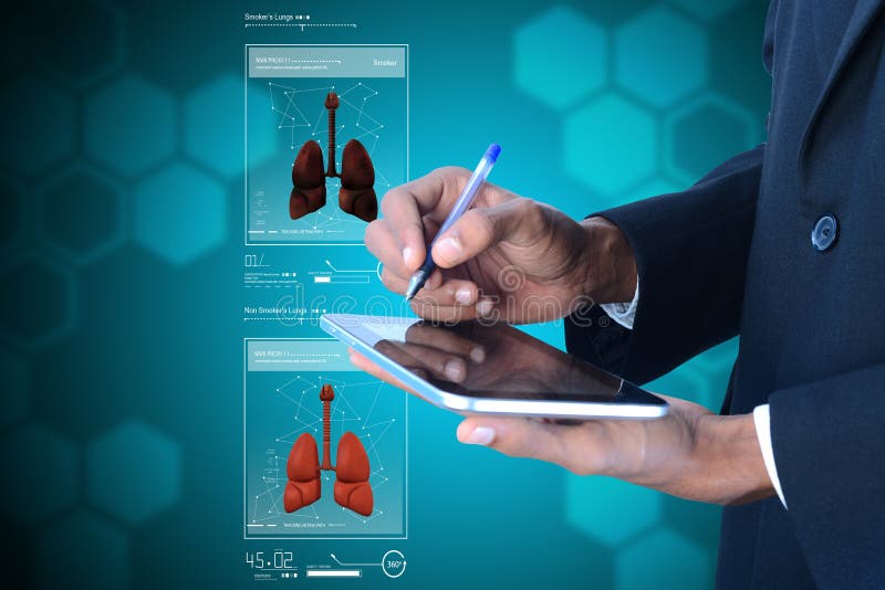 Human Lungs on Tablet Computer Stock Illustration - Illustration of ...