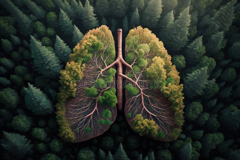 Human Lungs with Tree in Forest. Generative AI Stock Illustration ...