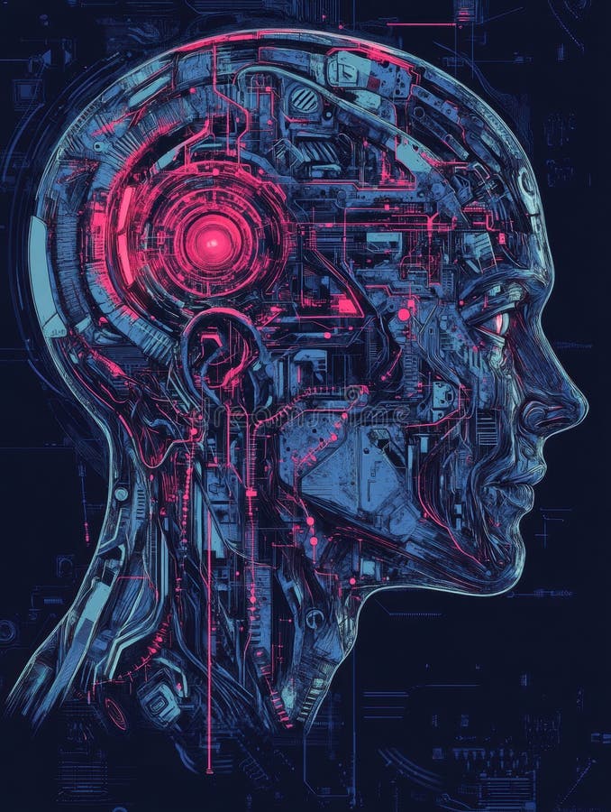 Human and Machine Convergence Represented in a Detailed Cybernetic Head ...