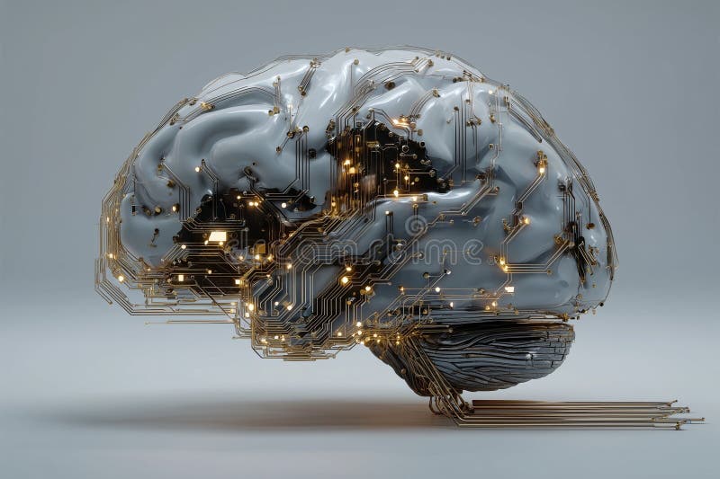 Human Brain Partially Transformed into a Futuristic Circuit Board ...
