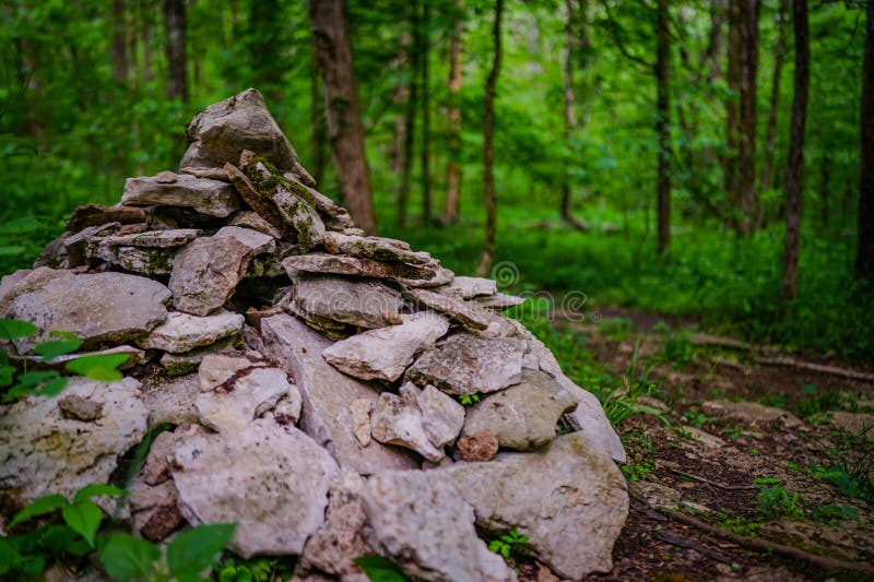 Human Made Artifact, Stack of Rocks Deep in the Forest Stock Photo ...