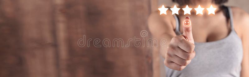 Human Making Thumb Up with a Happy Smiley Face and Five Star Stock ...