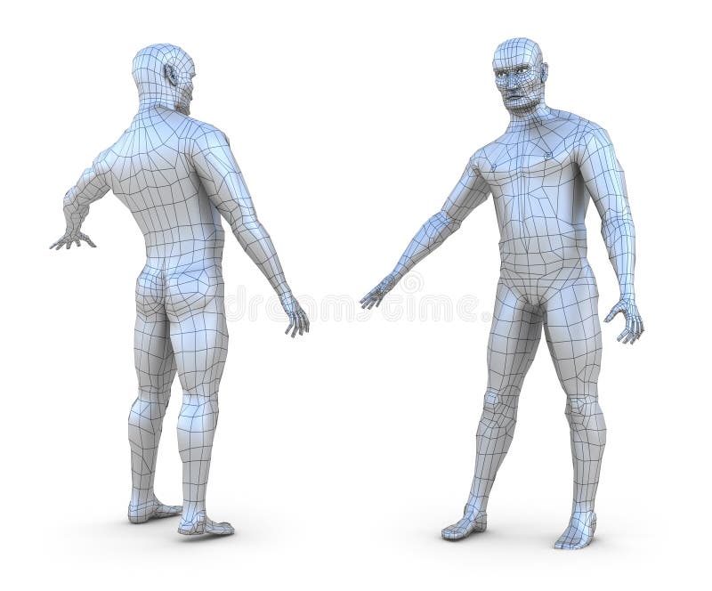 Human male 3d mesh model stock illustration. Illustration of modeling ...