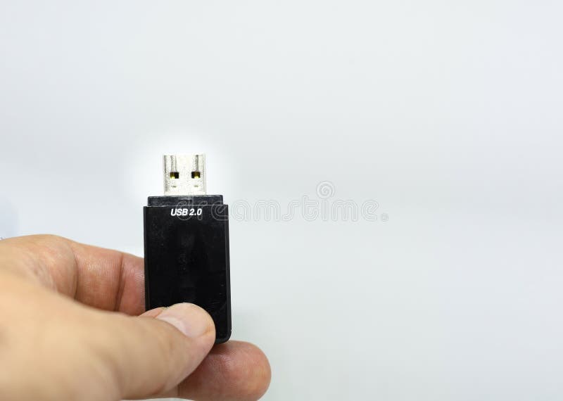 Human Male Hand Holding a USB Flash Memory on a White Background Stock ...