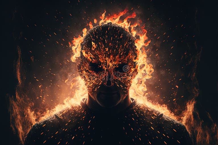 Human Man Made of Fire Inside Fire Illustration Generative Ai Stock ...