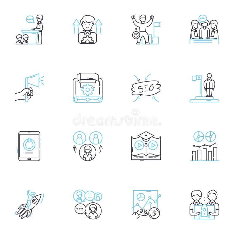 Human Management Linear Icons Set. Leadership, Communication ...
