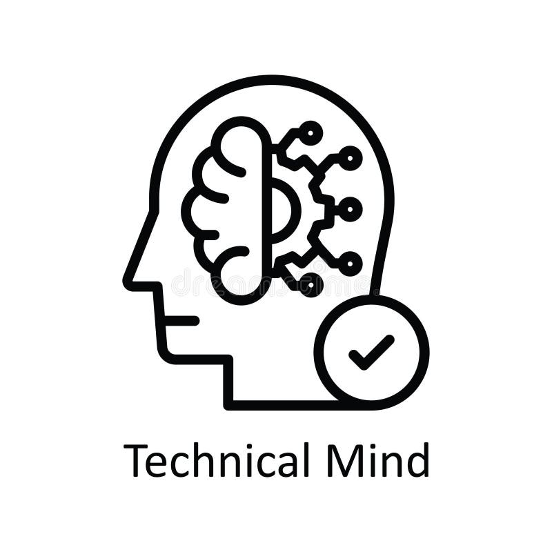 Technical Mind Vector Outline Icon Design Illustration. Human Mentality Symbol on White ...