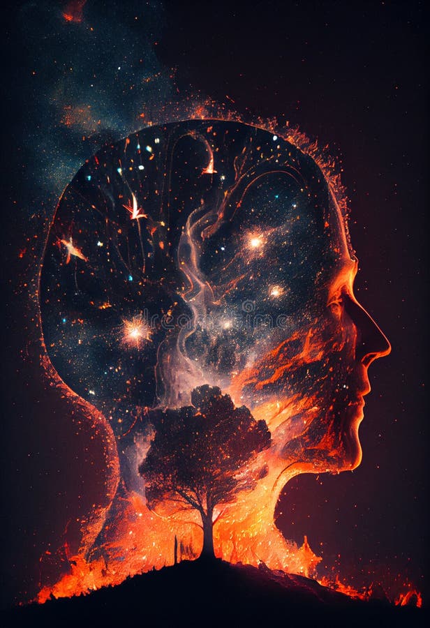 The Human Mind on Fire. AI Generated Stock Photo - Image of ideas ...