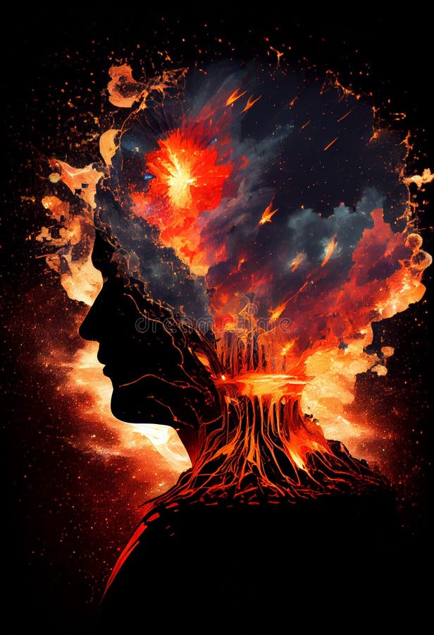 The Human Mind on Fire. AI Generated Stock Illustration - Illustration ...