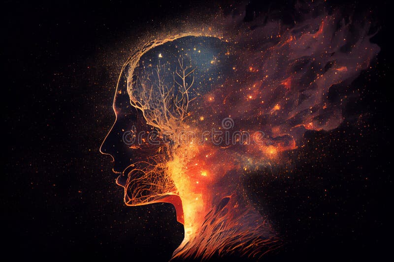The Human Mind on Fire. AI Generated Stock Photo - Image of intellect ...