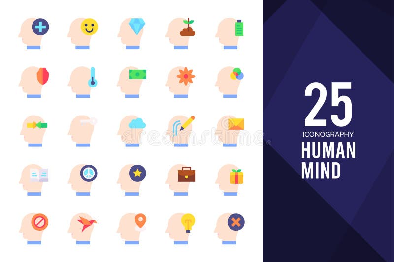 25 Human Mind Flat Icon Pack. Vector Illustration Stock Vector - Illustration of management ...