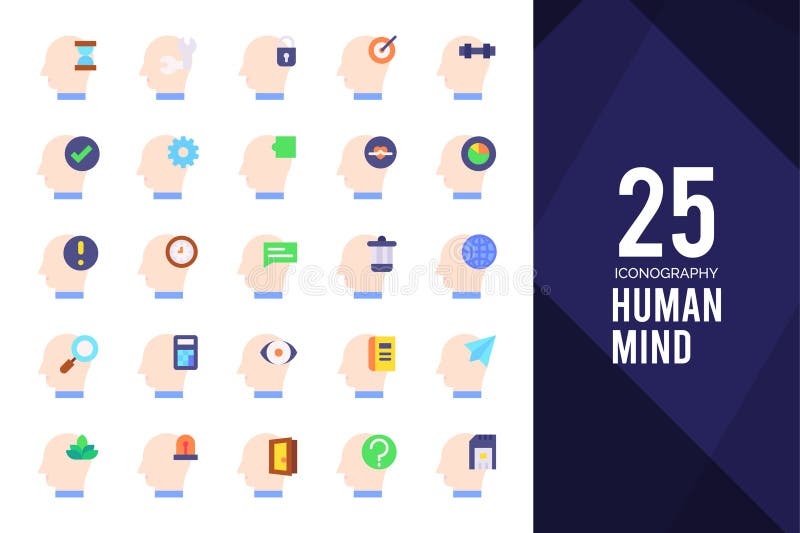 25 Human Mind Flat Icon Pack. Vector Illustration Stock Vector ...