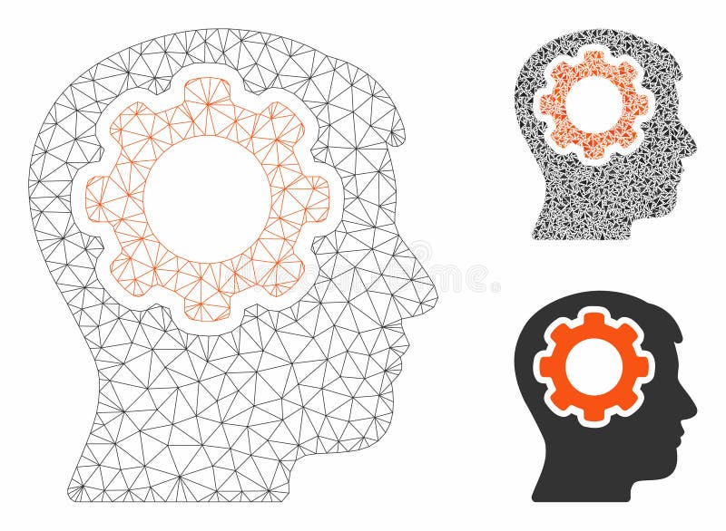 Human Mind Gear Vector Mesh 2D Model and Triangle Mosaic Icon Stock ...