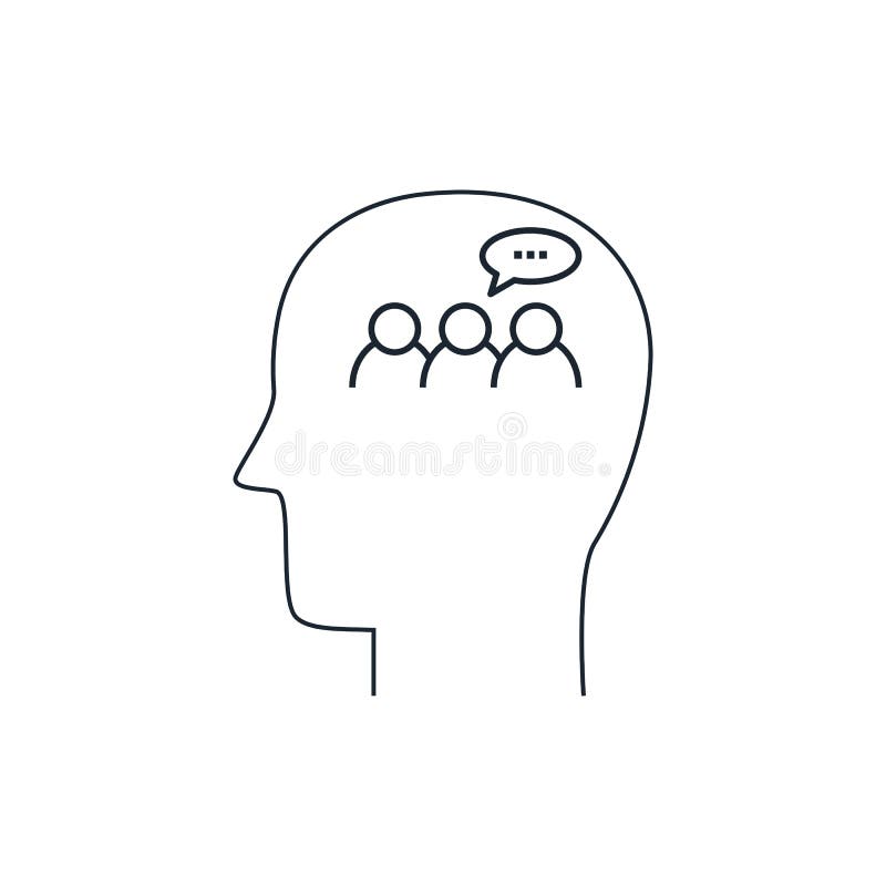 Human Mind Icon ,discussion Concept, Flat Design ,thin Line Style Stock ...