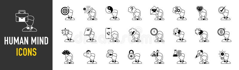 Set of Human Mind Icons Collection. Stock Vector - Illustration of ...