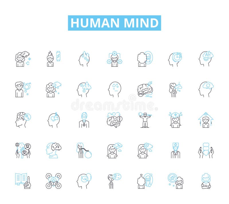 Human Mind Linear Icons Set. Consciousness, Perception, Cognition ...