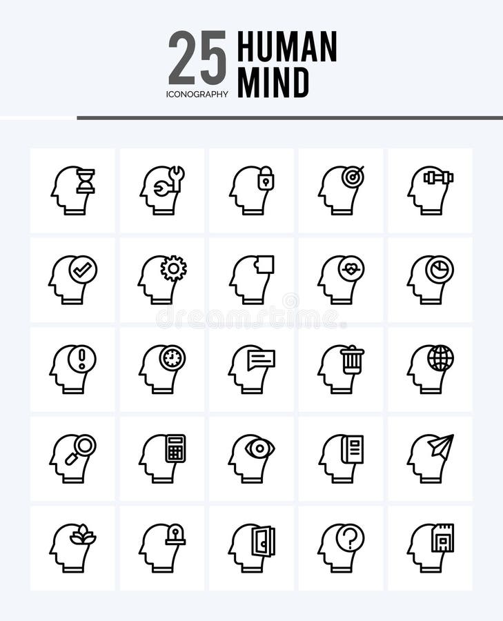 25 Human Mind Outline Icons Pack Vector Illustration Stock Vector ...