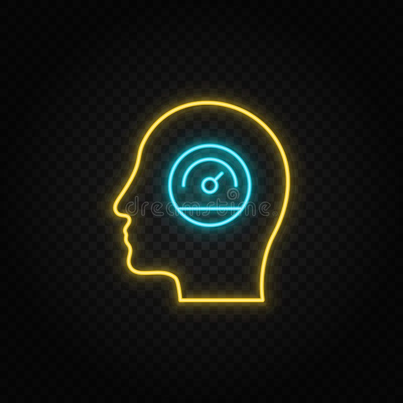 Human Mind, Performance, Productivity Neon Icon. Blue and Yellow Neon ...