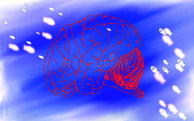 Human Mind and Tiny Fishes. Stock Illustration - Illustration of ...