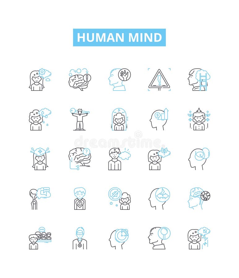 Human Mind Vector Line Icons Set. Thought, Intellect, Psychoanalysis ...