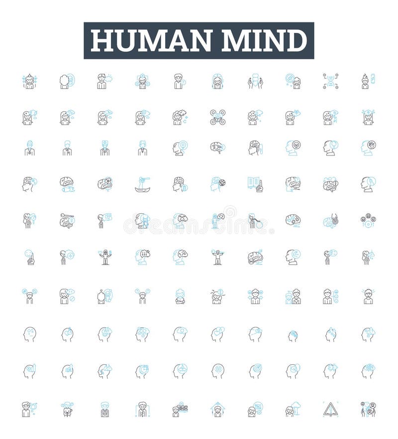 Human Mind Vector Line Icons Set. Thought, Intellect, Psychoanalysis ...