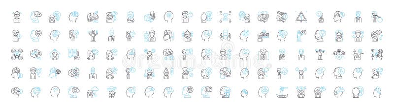 Human Mind Vector Line Icons Set. Thought, Intellect, Psychoanalysis ...
