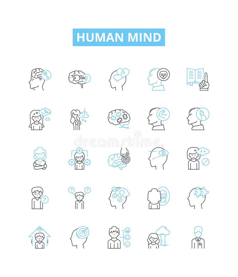 Human Mind Vector Line Icons Set. Thought, Intellect, Psychoanalysis ...