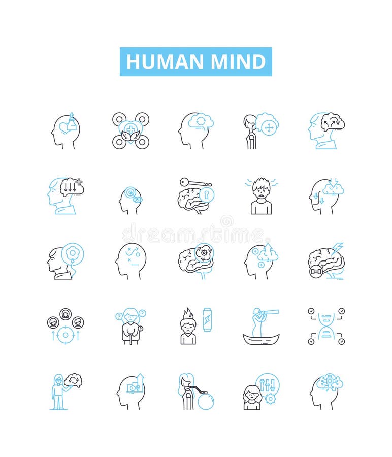 Human Mind Vector Line Icons Set. Thought, Intellect, Psychoanalysis ...