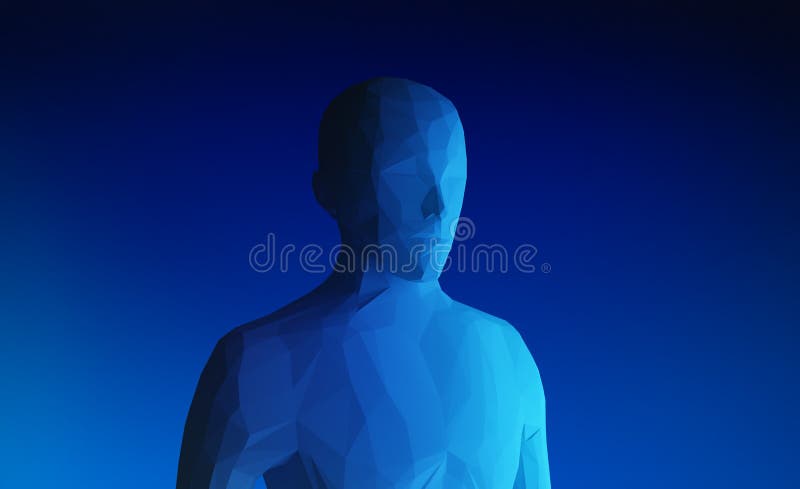 Human Model on Blue Background in Technology Concept, Artificial Stock ...